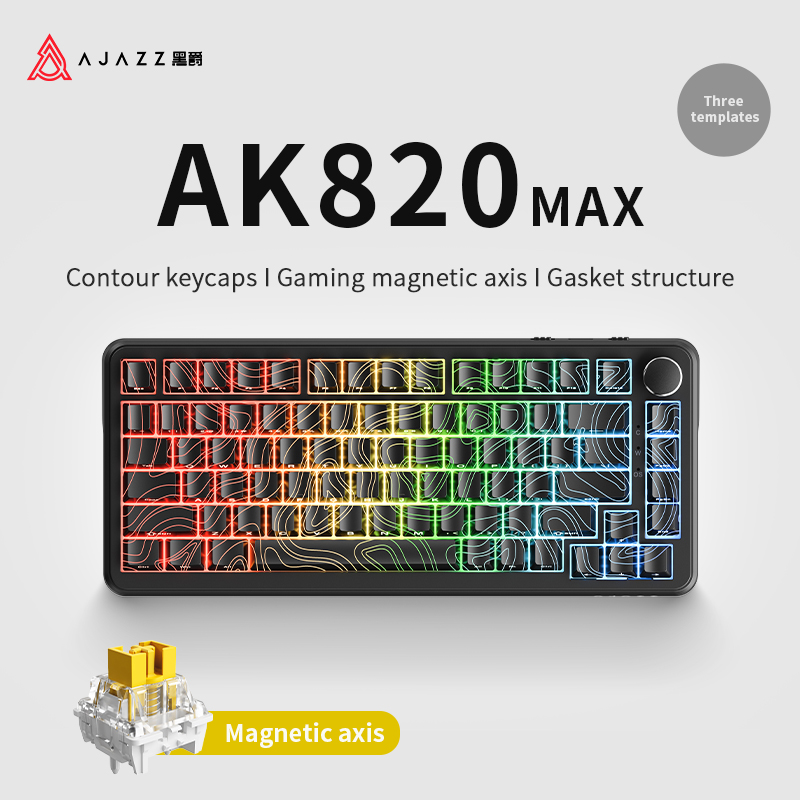 Магнитная ось AJAZZ AK820 MAX, контурная линия, черный, RGB, проводная клавиатура