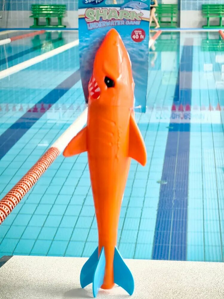 Тонущая игрушка для ныряния и плавания Акула большая оранжевая