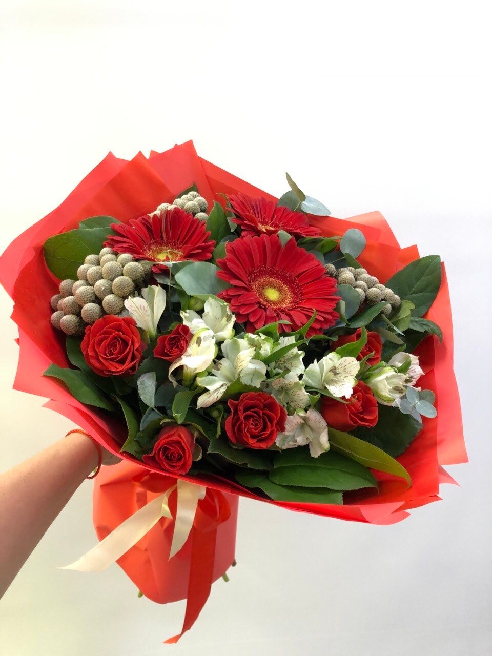 Букет из гербер «Сицилийский апельсин» - S (до 30 см)