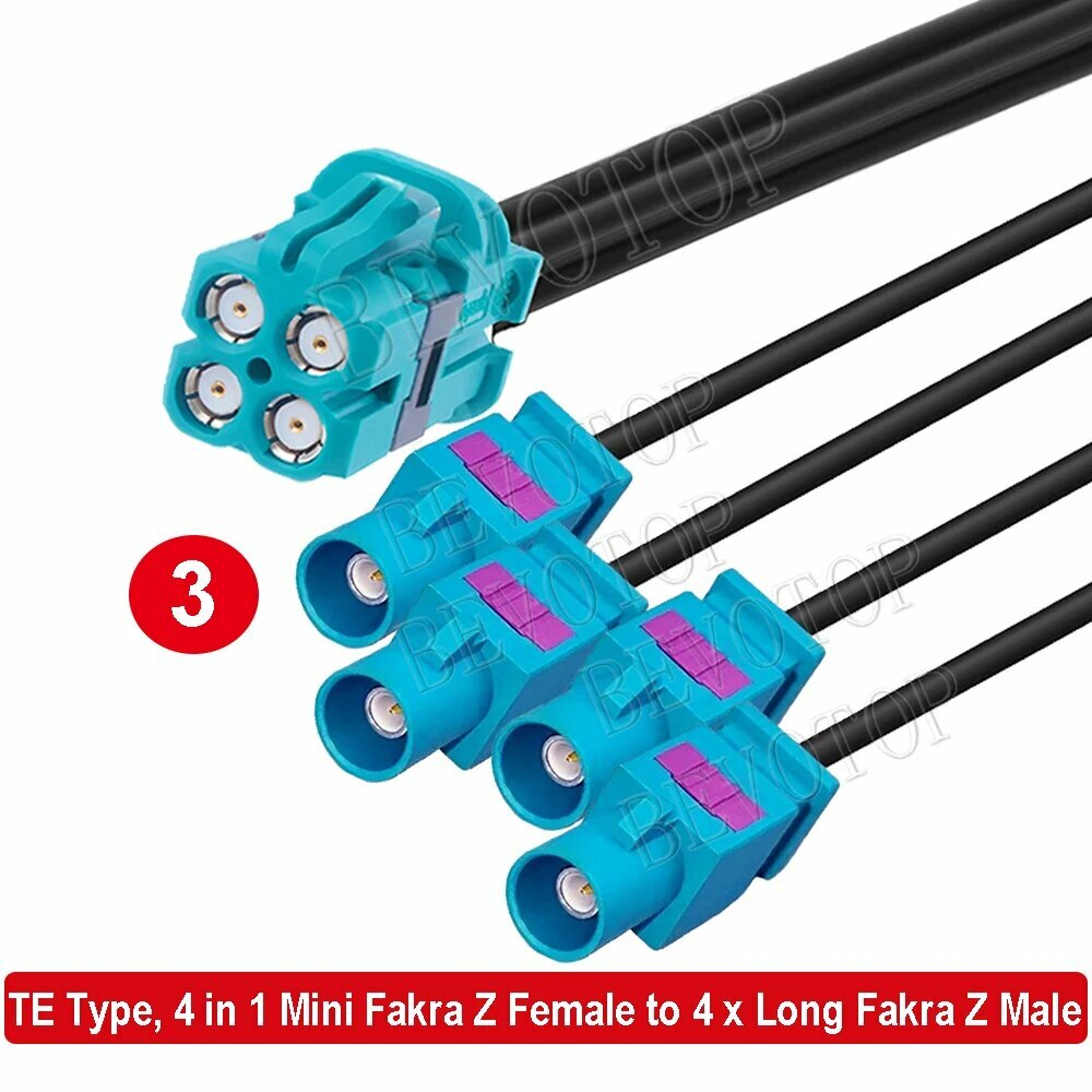 Кабель MiniFakra BEVOTOP 4-в-1 RG174 50 Ом 1M, miniFemale to 4 M L