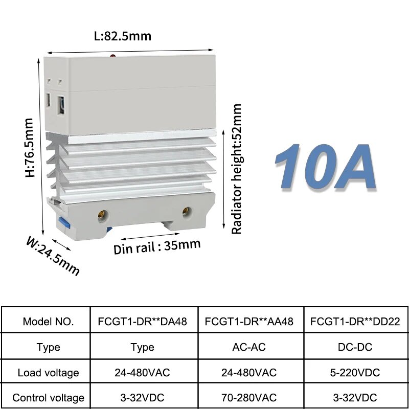 Твердотельное реле FCGT1-DRDA48, DC control AC, 10A
