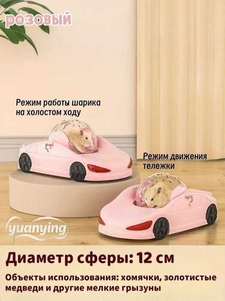 Симпатичное колесо для бега хомячка в форме машинки. Мобильный артефакт для хомяка на открытом воздухе