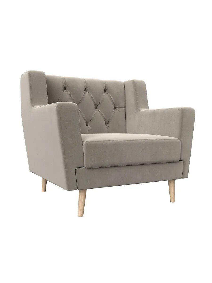 Кресло Брайтон Люкс, 79х86х78 см, нераскладное, на деревянных ножках, 79×86×78 см, микровельвет