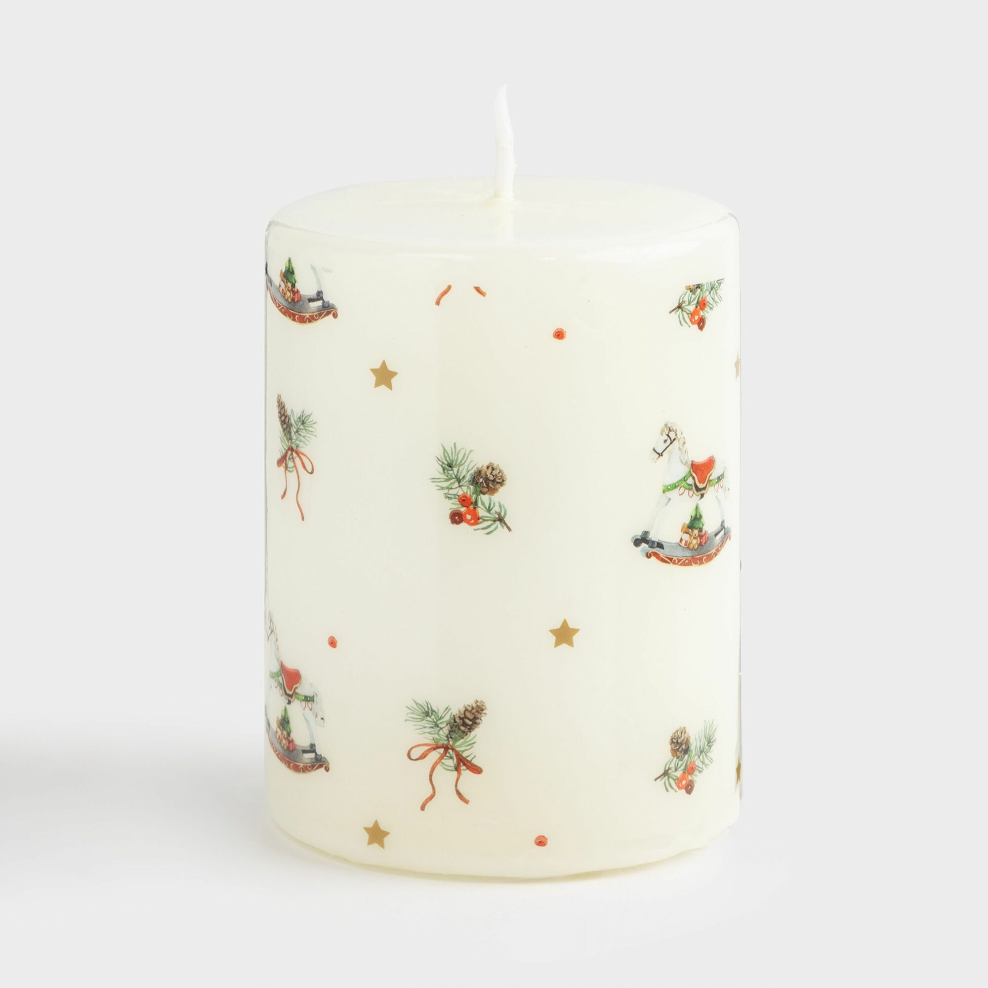 Свеча, 7х9 см, цилиндрическая, молочная, Новогодние атрибуты, Print candle