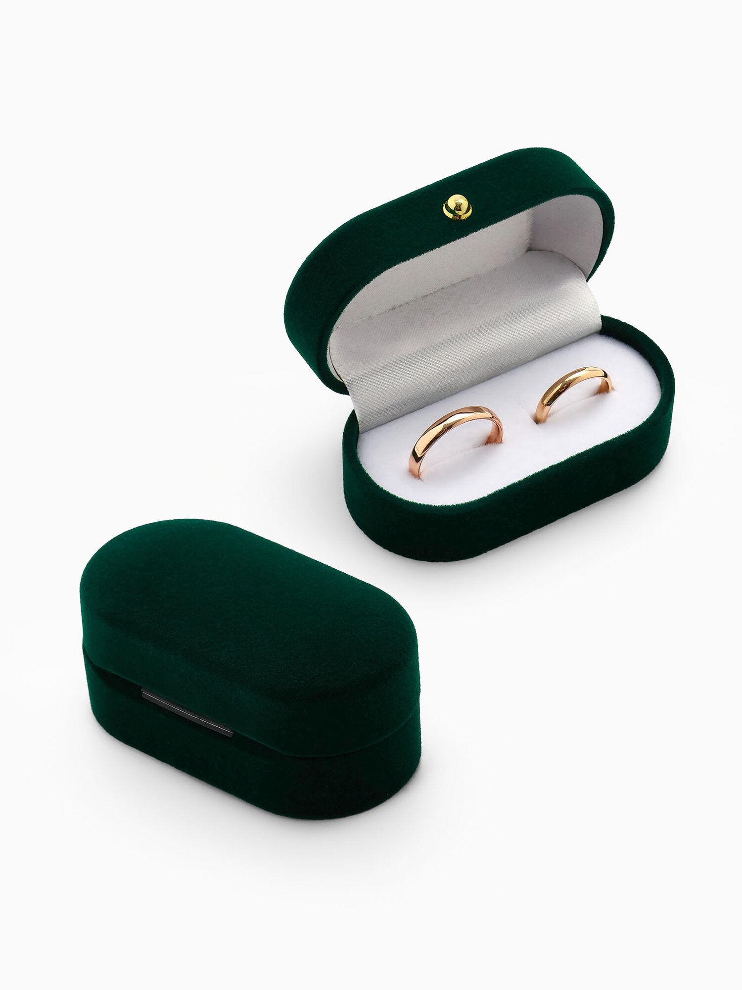 Футляр бархатный под серьги/ кольца/запонки, «Овал вытянутый» 7.5×4, цвет зелёный, вставка белая