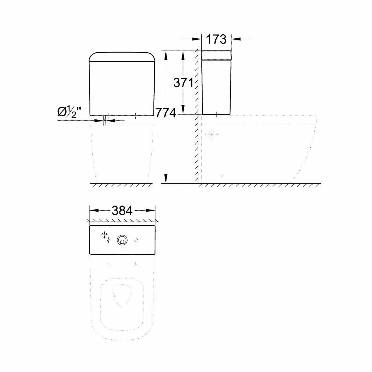 Бачок для унитаза Grohe Euro Ceramic подводка снизу 39332000