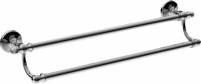 Держатель для полотенец Art&Max Antic Crystal AM-E-2648SJ-Cr глянцевый, латунный, держатель для полотенец в ванную, двойной, круглый, в стиле ретро