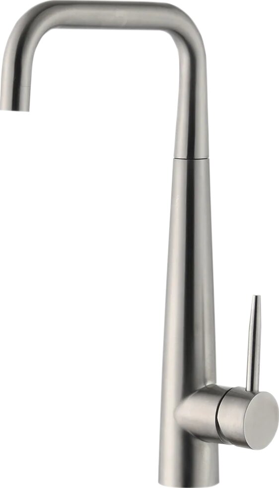 Смеситель для кухни Steel Hammer Inox SH 5183 INOX с поворотным изливом, матовый, однорычажный, нержавеющая сталь, с керамическим картриджем