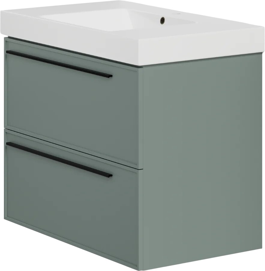 Тумба с раковиной La Fenice Elba Twin 80 подвесная, 80, 5 см, с ящиками, прямоугольная, в современном стиле, из МДФ серая из фаянса