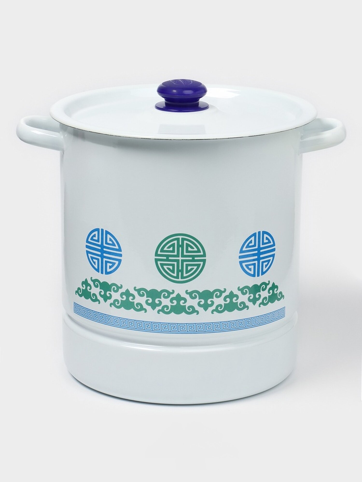 Позница-мантоварка, 12 л, 4 вставки, пластмассовая ручка, цвет белый, деколь микс