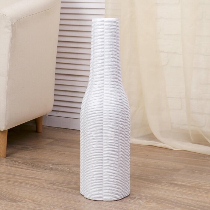 Ваза керамика напольная "Бутыль" крапинка, 60 см, белый 10938565