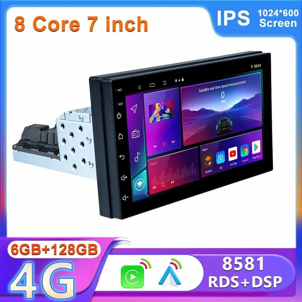 Автомагнитола 1 дин 7/9/10дюйма Android Auto-Carplay 2.5D Gps Навигация Мультимедиа автомабиля IPSэкран 2.5D+WiFi BT FM