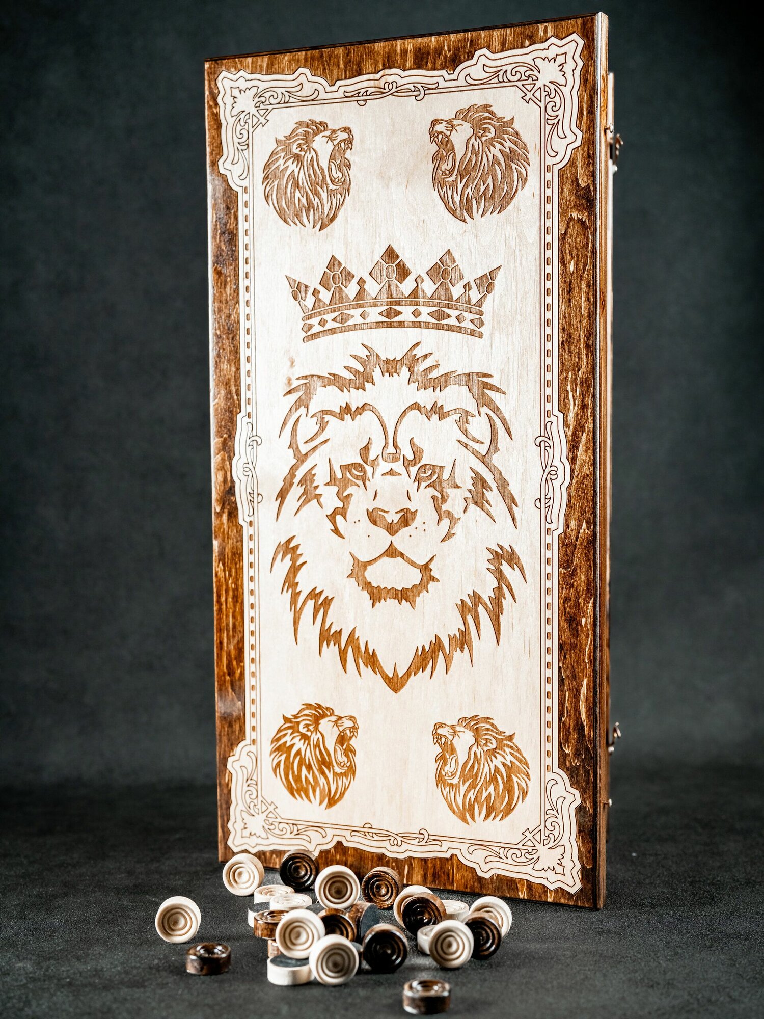 Нарды Деревянные Резные "Лев Царевич" большие 60см