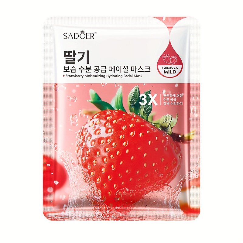 STRAWBERRY Moisturizing Hydrating Facial Mask, Sadoer (клубника увлажняющая тканевая маска для лица), 25 мл.