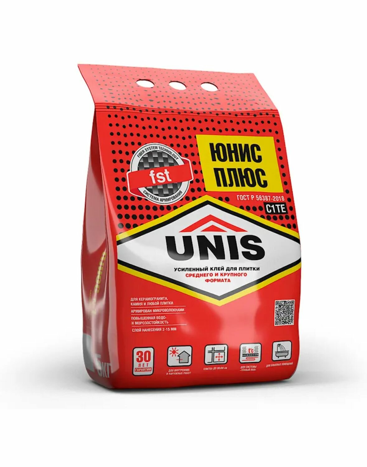 Клей для плитки/ керамогранита/ камня Unis Плюс класс C1 TE 5 кг