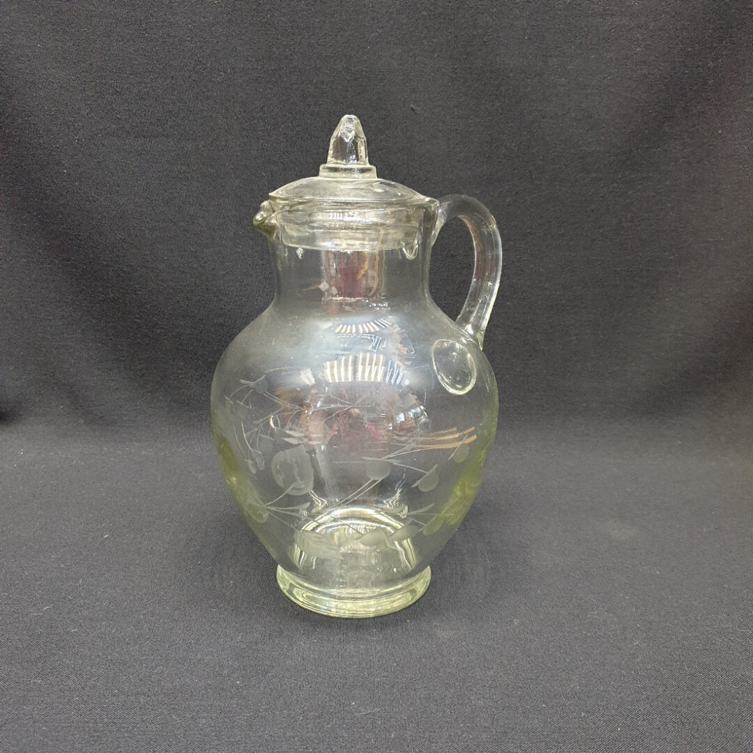 Кувшин, стекло резка высота 24 см, 2 л, винтаж СССР