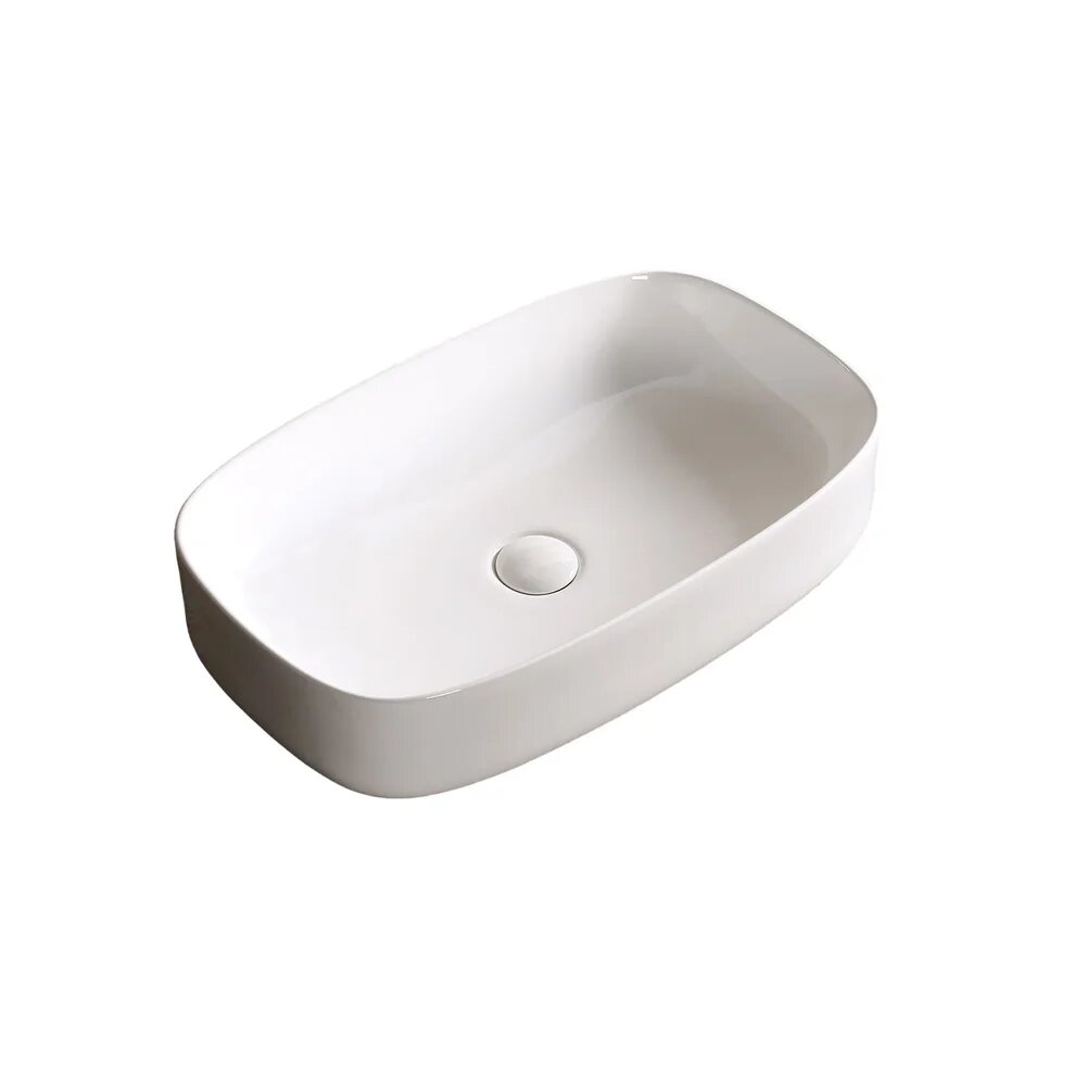 Накладная раковина Ceruttispa CR0045 59 фарфоровая, без отверстия под смеситель, раковина для ванной, 59 см, прямоугольная, белая