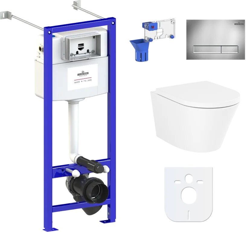 Комплект Lavinia Boho Унитаз подвесной Biore Rimless 3304102R / Крышка-сиденье с микролифтом / Инсталляция RelFix 38010020, Кнопка хром, Дозатор