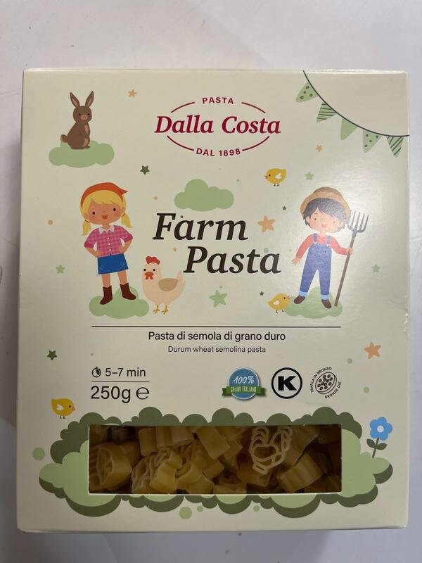 Детская паста FARM PASTA из твердых сортов пшеницы Dalla Costa 250 г
