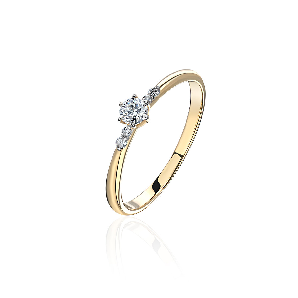 Кольцо, желтое золото, 585 проба, бриллиант