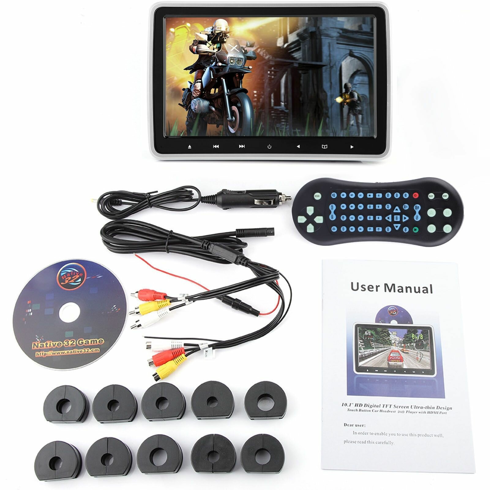 10.1" TFT HD подголовник, DVD-плеер, портативный монитор с клипсой.