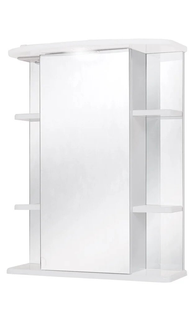 Зеркало-шкаф Onika Глория 55 R с подсветкой, с боковыми полками, 55 см, с розеткой, белое, в современном стиле