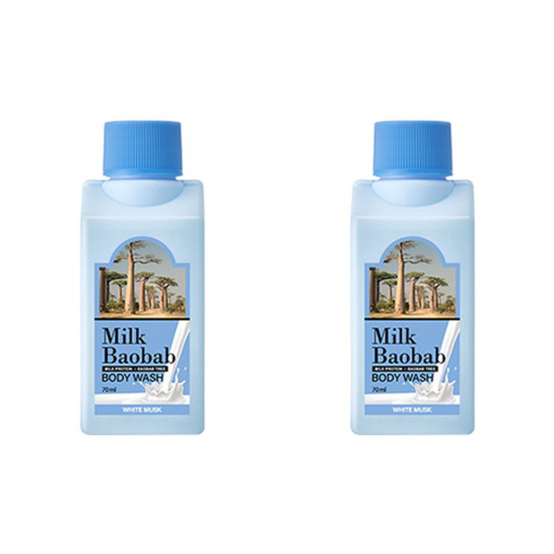 Гель MILK BAOBAB TWM для душа с ароматом белого мускуса Milk Baobab Body Wash White Musk Travel Edition, 70 мл, 2 штуки
