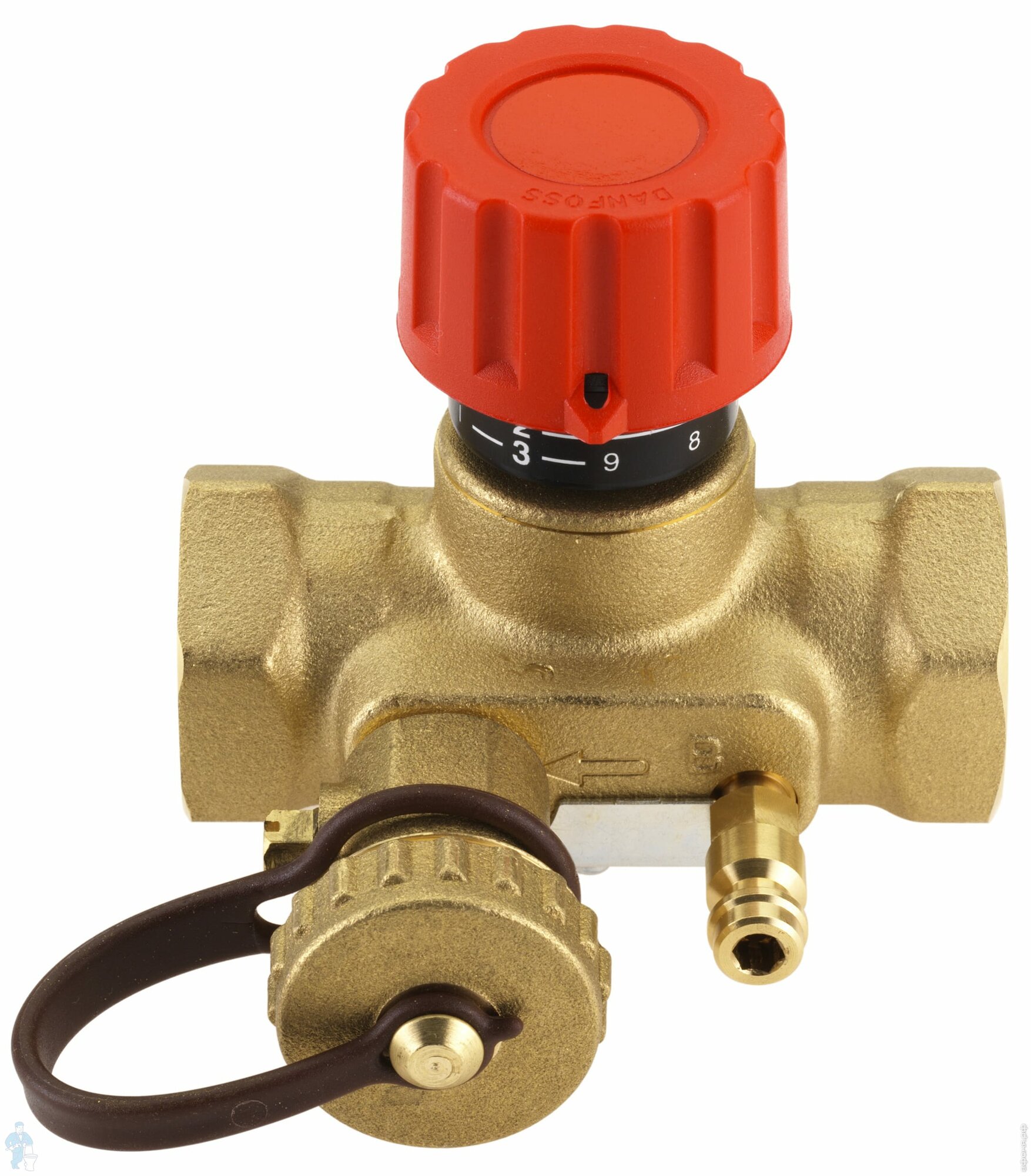 Клапан балансировочный ручной латунь MNT Ду 25 Ру16 ВР Kvs-4м3/ч с изм/нип Danfoss 003Z2333