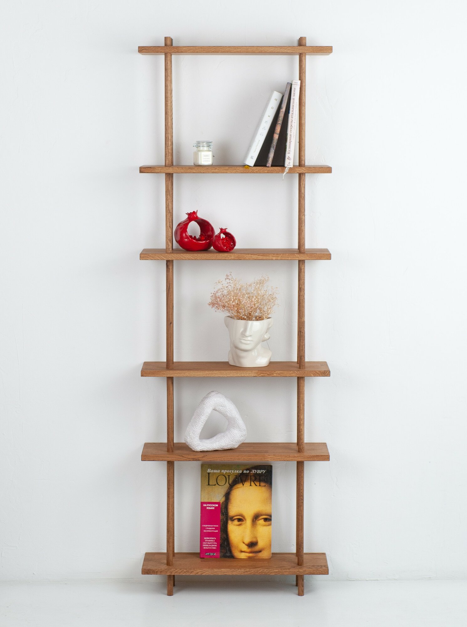 Стеллаж 70 см. SONOMA Home из массива дуба, ручная работа, покрытие бейц-маслом, цвет "орех"