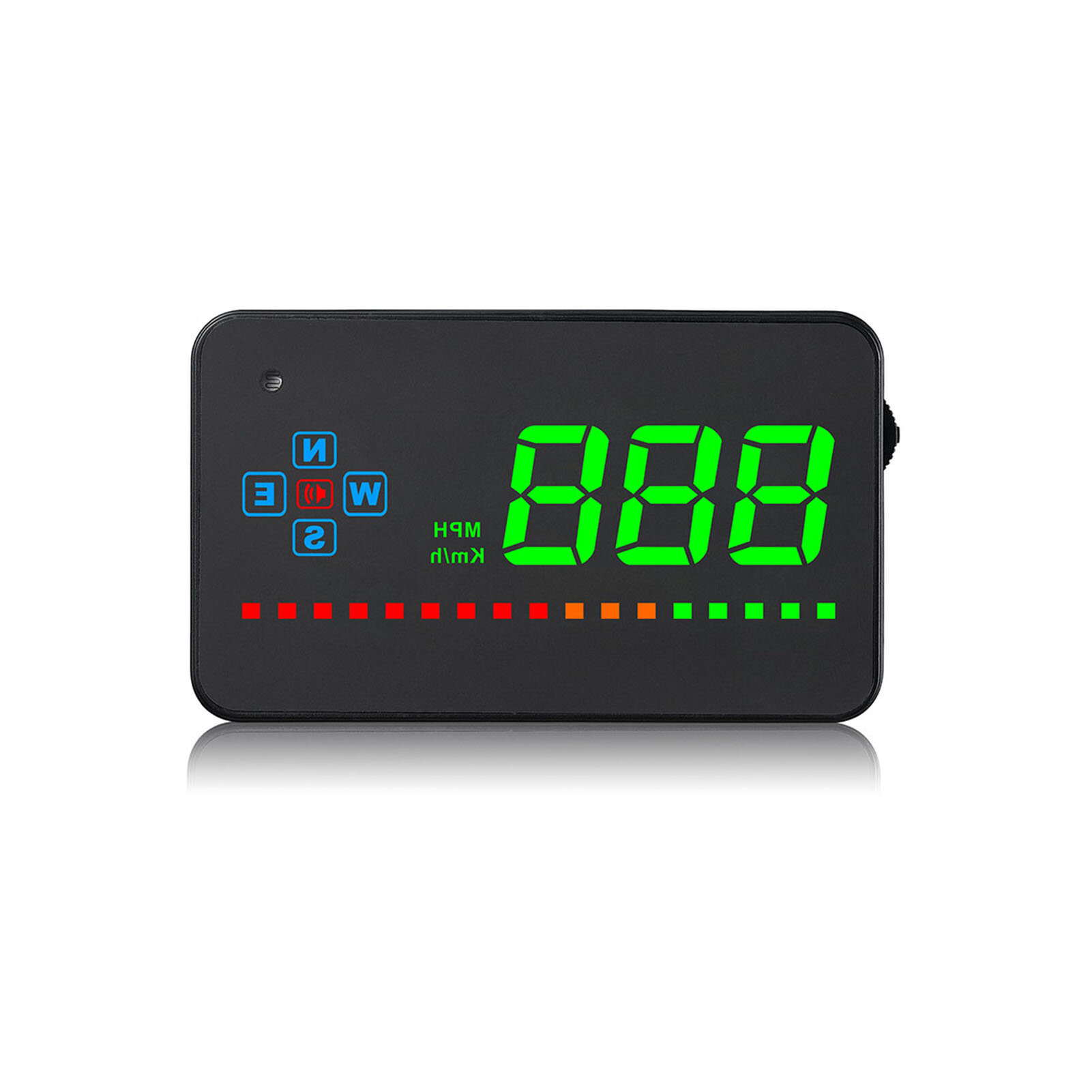 Universal HUD Head Up Display Digital Speedometer MPH для автомобилей Odometer Speed 3.5inch экран, для автомобильных инструментов, черный цвет, 12V напряжение, размер 80*45*12mm, вес 210g, комплект с кабелем, инструкцией, антискользящей подставкой,