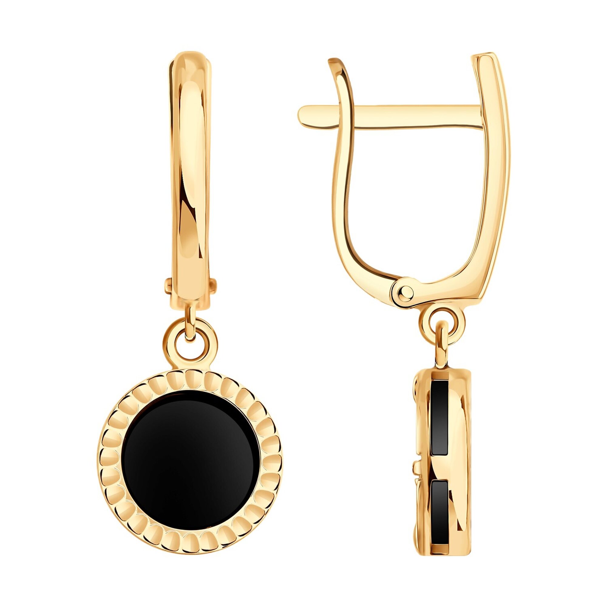 Серьги, красное золото, 585 проба, агат