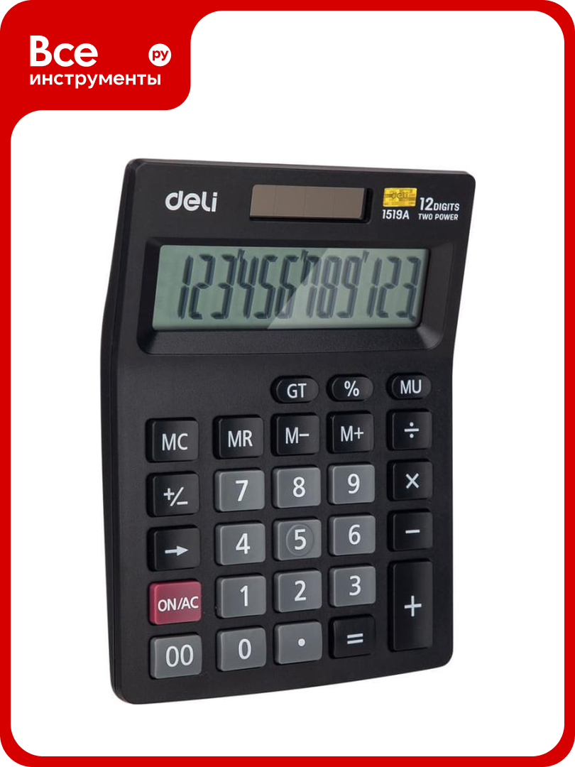 Настольный калькулятор DELI e1519a 12-разрядный черный 1754764, прочный