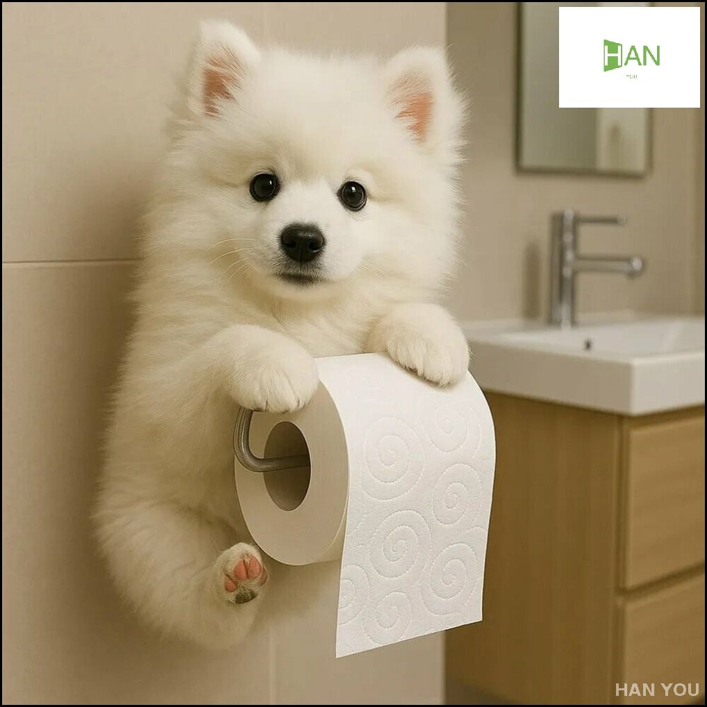 Симпатичный держатель ткани для собак, украшение из смолы, настенное украшение для туалета, домашнее украшение 1 шт