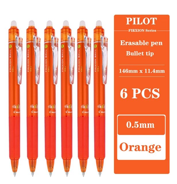 Pilot Frixion Erasable Gel Pens Set 0.5/0.7mm Оранжевый, 6 Orange pen