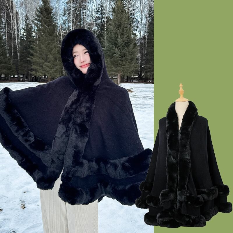 Новый вязаный плащ-накидка 2025 года