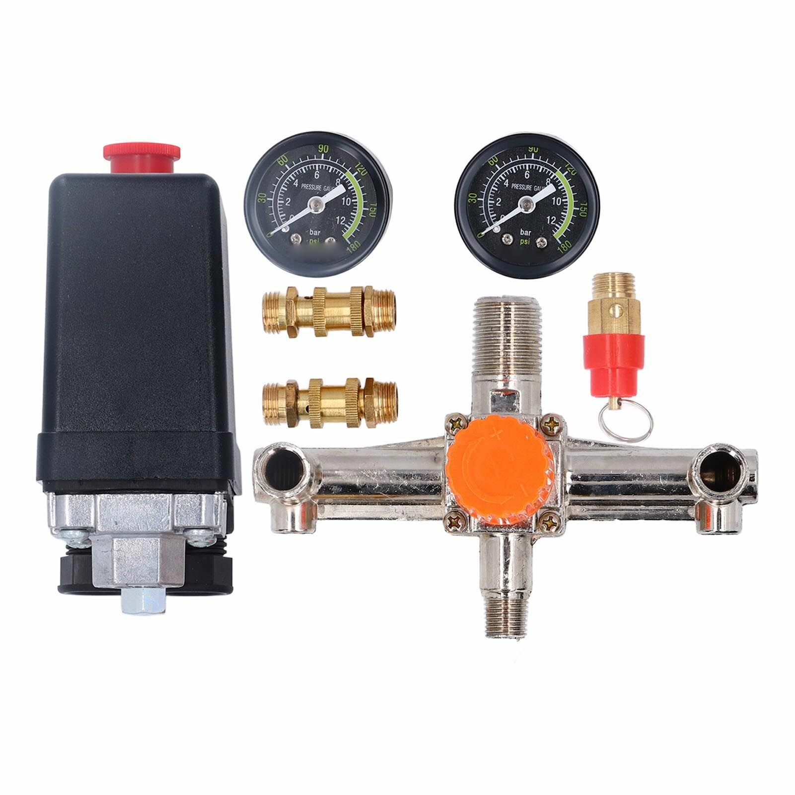 Коммутатор давления для воздушного компрессора 175PSI с краном управления и манометром 240V