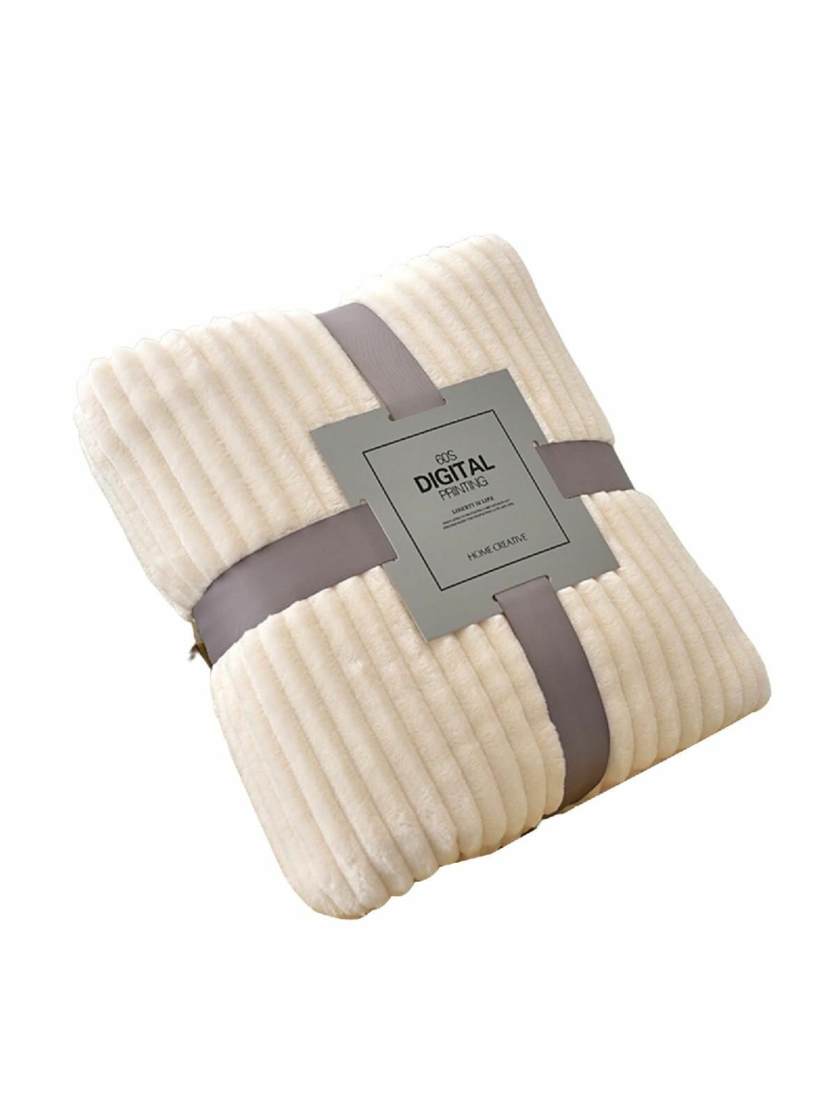 Пледы и покрывала, Фланелевое одеяло с рисунком -упаковка из ленты размером 70 на 100 см-темно-белое