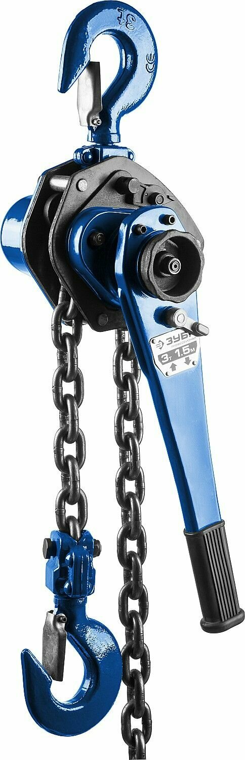 Ручная цепная таль ЗУБР, 3 т, 1.5 м, профессиональная, рычажная 43090-3_z01