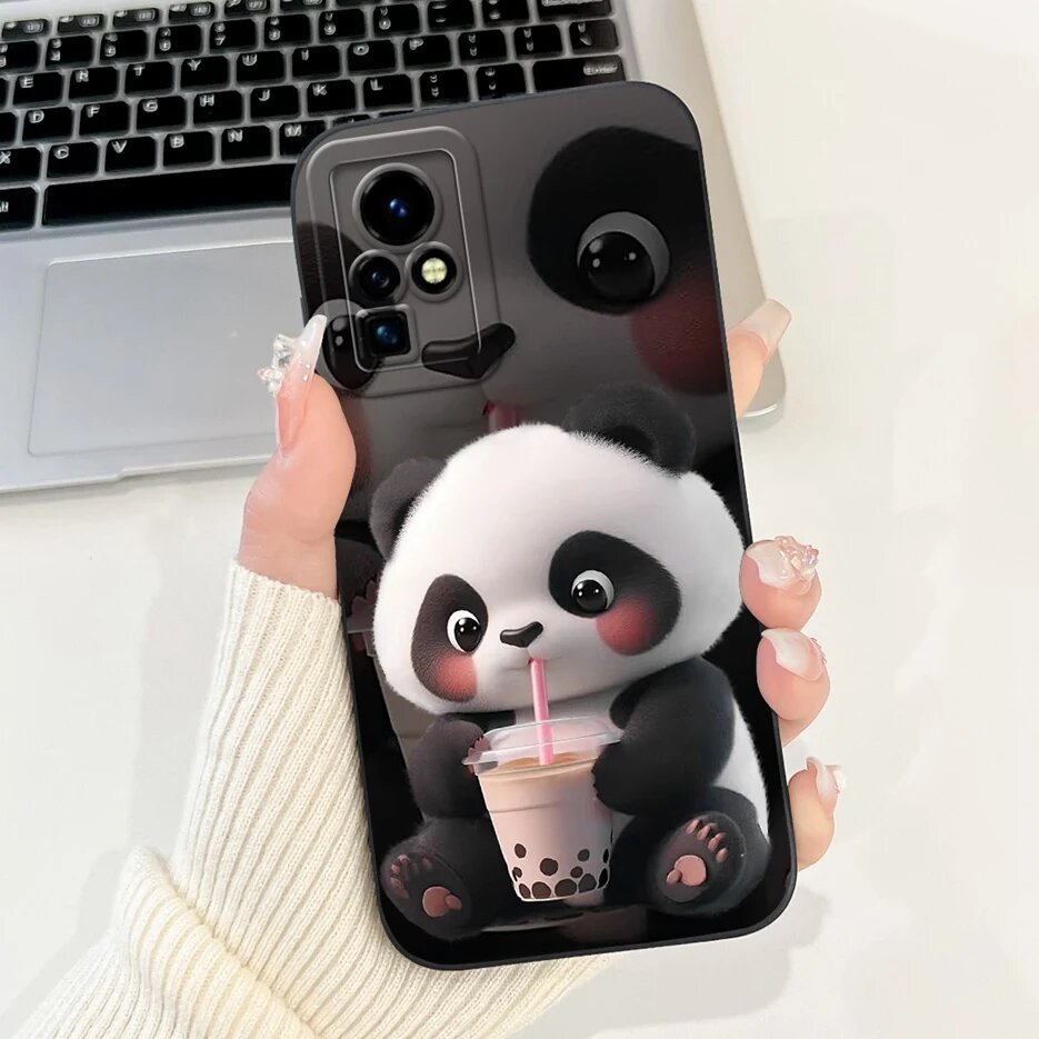 Чехол для Infinix Zero X Pro с пандой и bubble tea