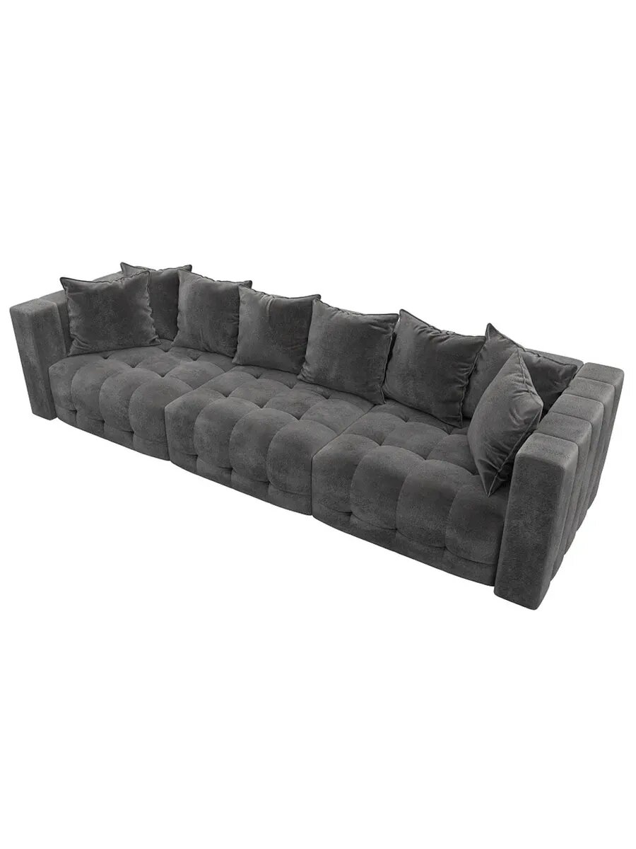 Большой прямой диван Европа, 323х91х105 см, со спальным местом и ящиком для белья, велюр