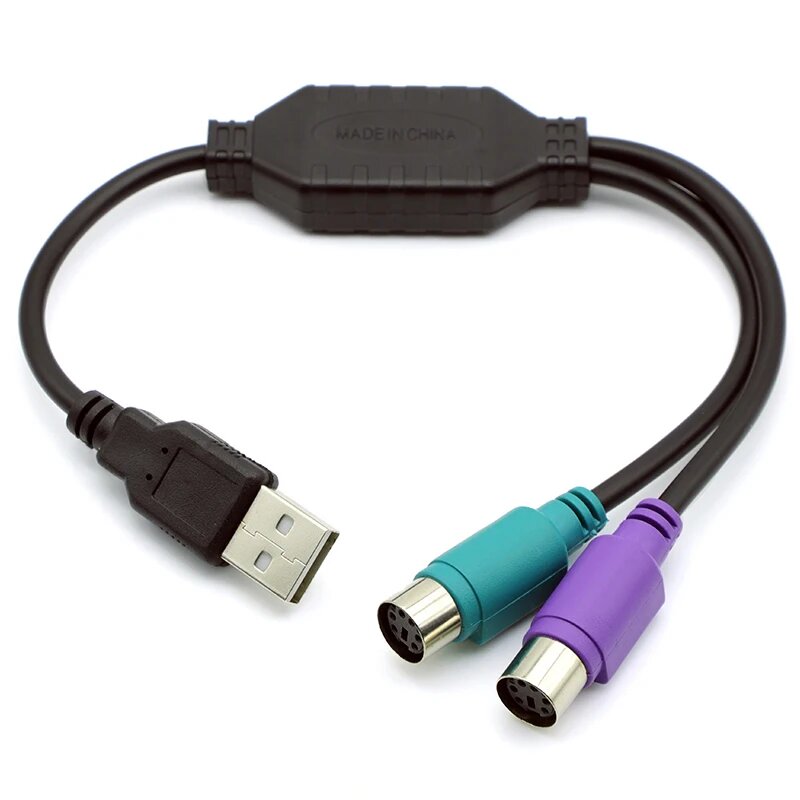 1 шт, USB-кабель-адаптер «папа» на двойной PS2 «мама», конвертер USB на два PS/2, для клавиатуры, мыши, компьютерные аксессуары