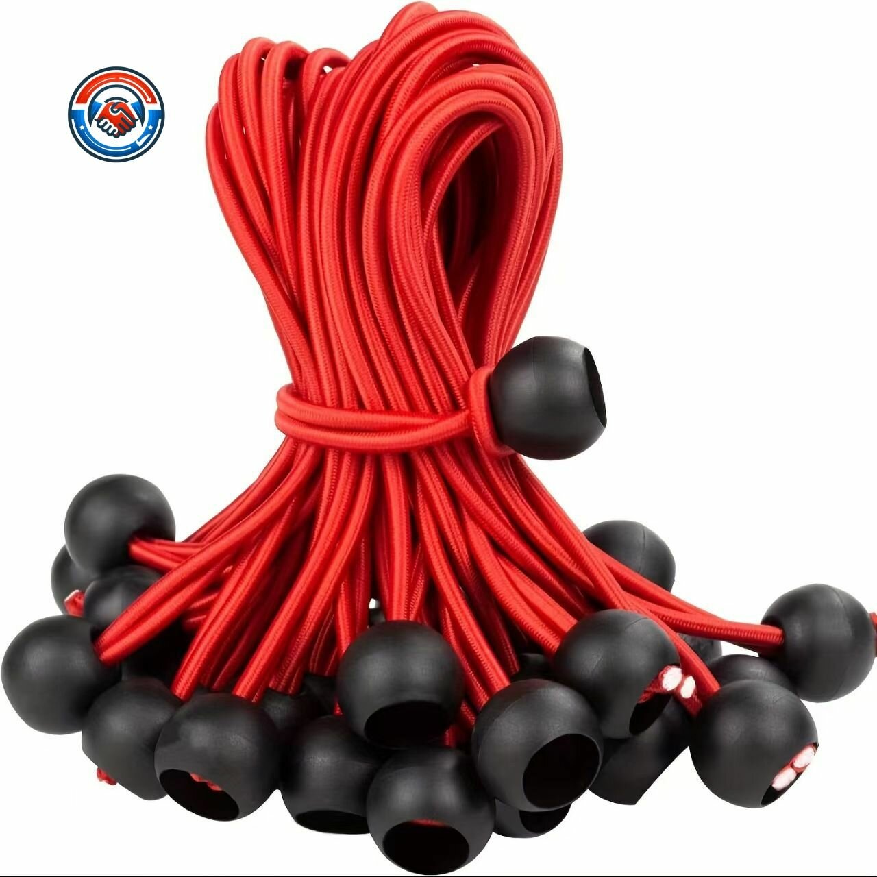 Эластичные петли растяжки для крепления палаток и тентов, комплект 25 шт, прочный нейлон, растяжение до 15 см, красные