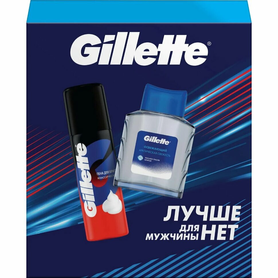 Подарочный набор GILLETTE Лосьон п/бритья Осв50мл+Пена д/бритья Классич50мл, 2367623