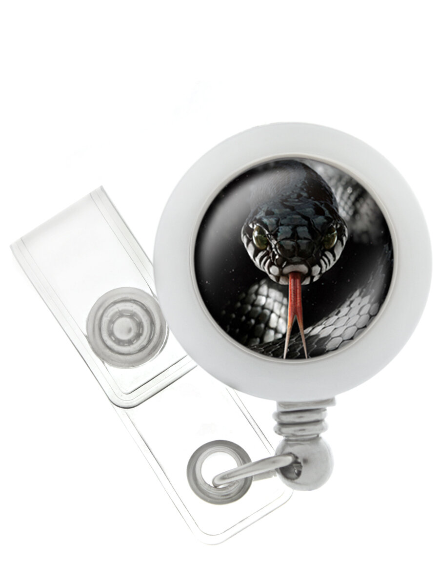 Держатель TINA BOLOTINA , для бейджа, с ретрактором, серебристый, змея