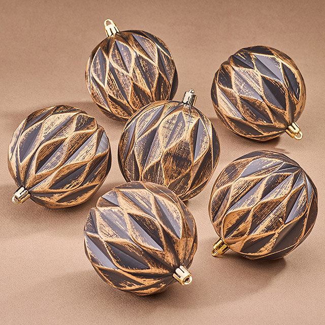 Елочные шары Fattura - Antique Brown 8 см, 6 шт, пластик, Winter Deco, 1000519