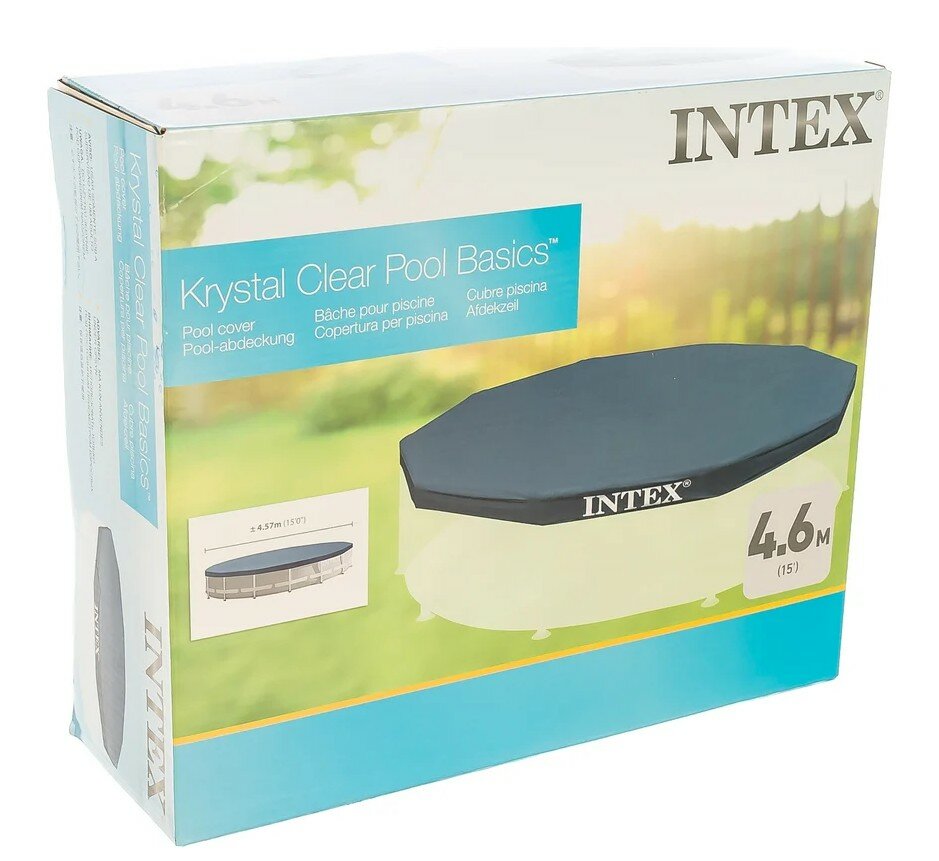 Тент для каркасного бассейна Intex, 4,57 м, виниловая плёнка 0,18 мм, дренажные отверстия