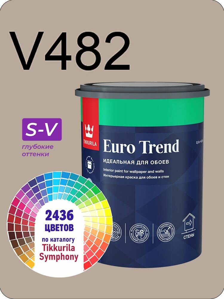 Краска для обоев Tikkurila Euro Trend 0,9л. глубокие оттенки V482