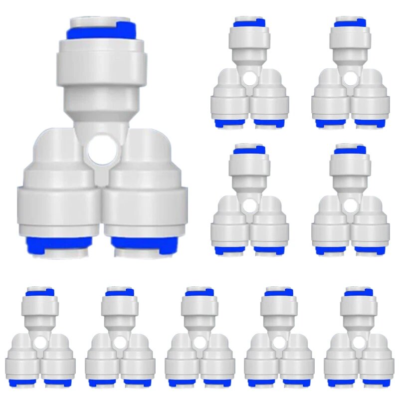 10 шт. Пластиковые фитинги для обратного осмоса 1/4 дюйма Белый, Y 1I4 to 1I4
