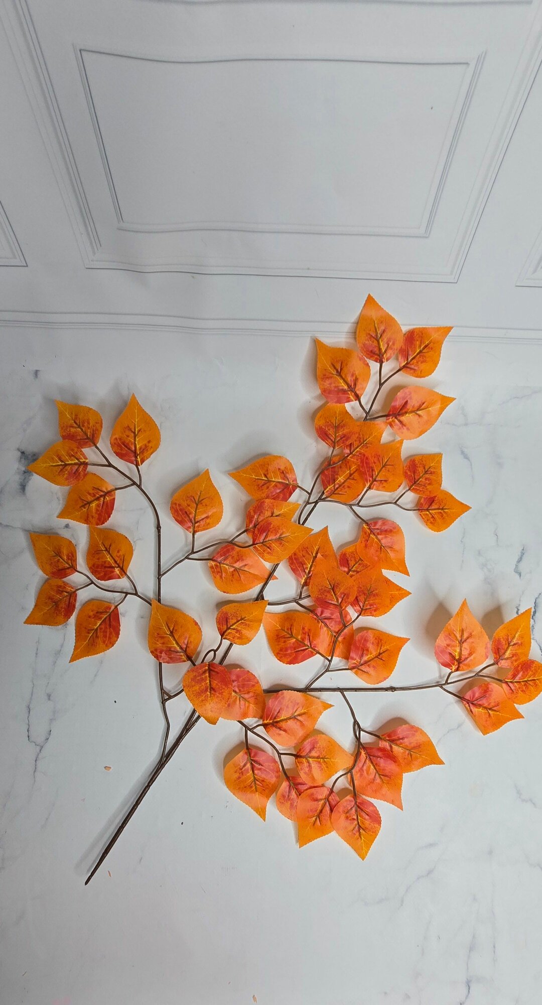 Искусственное растение Holodilova "Ветка березы", латекс, оранжевое,