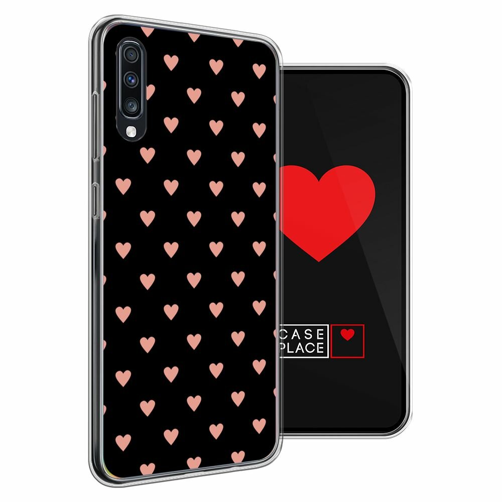 Чехол на Samsung Galaxy A70 / Самсунг Галакси А70 с принтом "Розовые сердечки" — фото 1